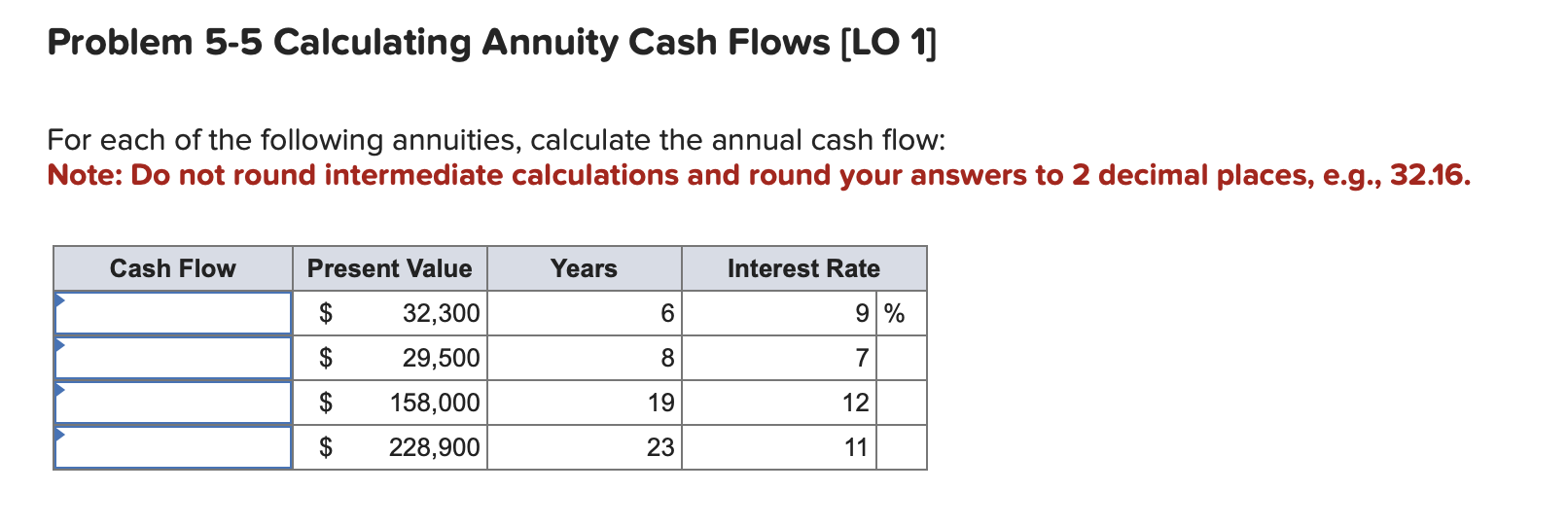 Solved Problem 5-5 ﻿Calculating Annuity Cash Flows [LO 1]For | Chegg.com