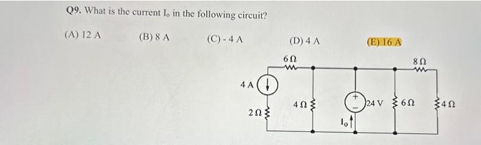 Solved Q9. What is the current I0 in the following circuit? | Chegg.com