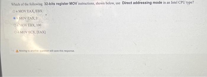 Solved Which of the following 32-bits register MOV | Chegg.com