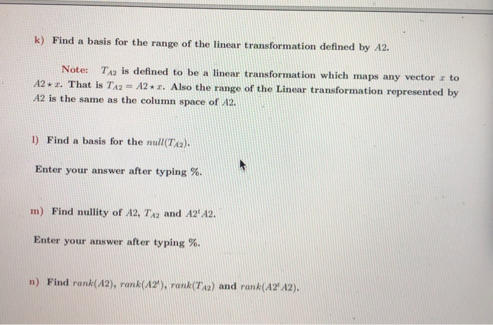9 Exercise: 1. Enter matrices A2 and b2 by typing | Chegg.com