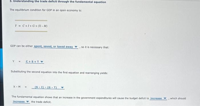 Solved 3. Understanding the trade deficit through the | Chegg.com