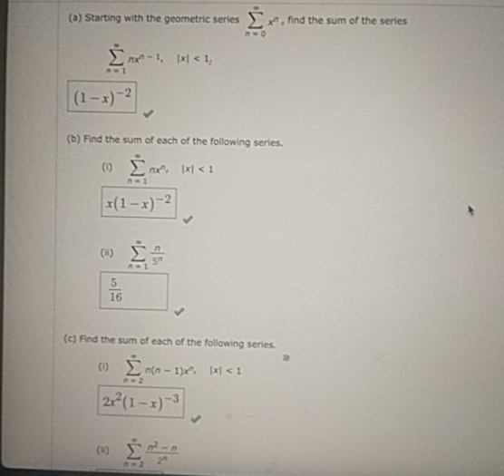 Solved A starting With The Geometric Series ∑n 0∞xn