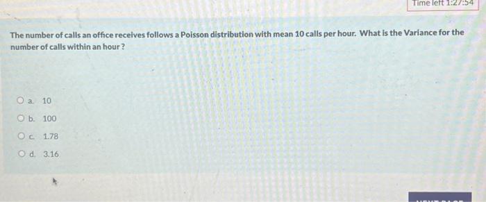 Solved The number of calls an office receives follows a | Chegg.com