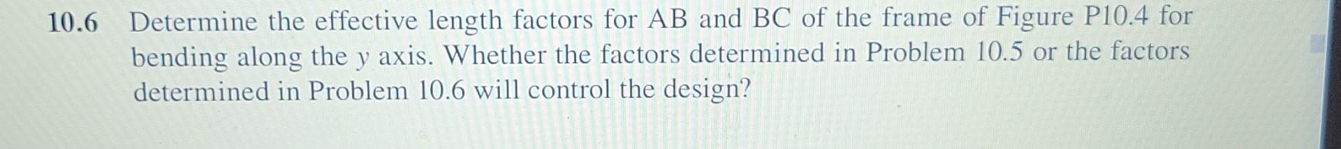 Solved 10.6 Determine the effective length factors for AB | Chegg.com