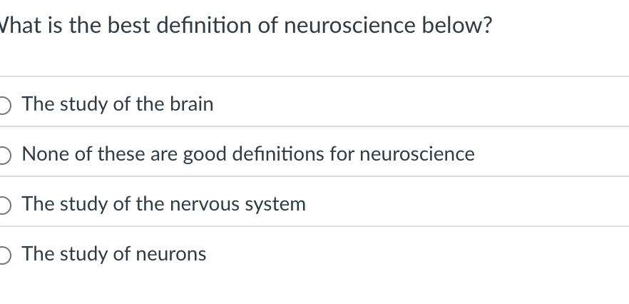 Solved Vhat is the best definition of neuroscience below?The | Chegg.com
