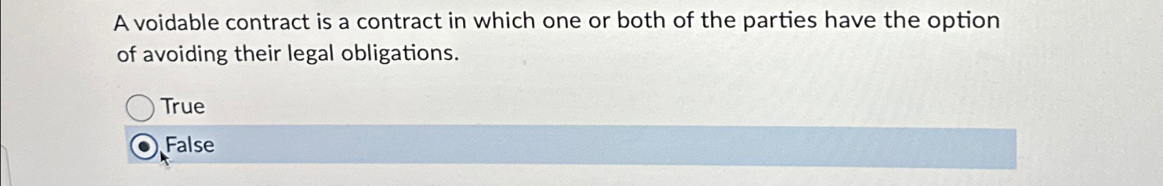 Solved A voidable contract is a contract in which one or | Chegg.com