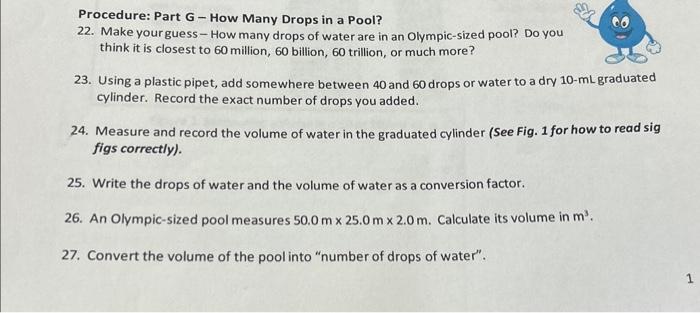 Solved Procedure: Part G - How Many Drops in a Pool? 22. | Chegg.com Solved Procedure: Part G - How Many Drops in a Pool? 22. | Chegg.com