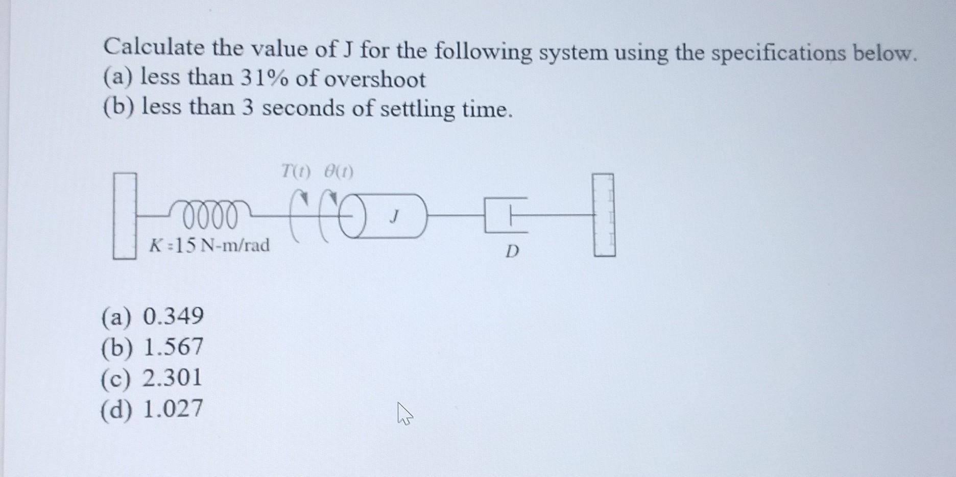 Solved Calculate the value of J for the following system | Chegg.com