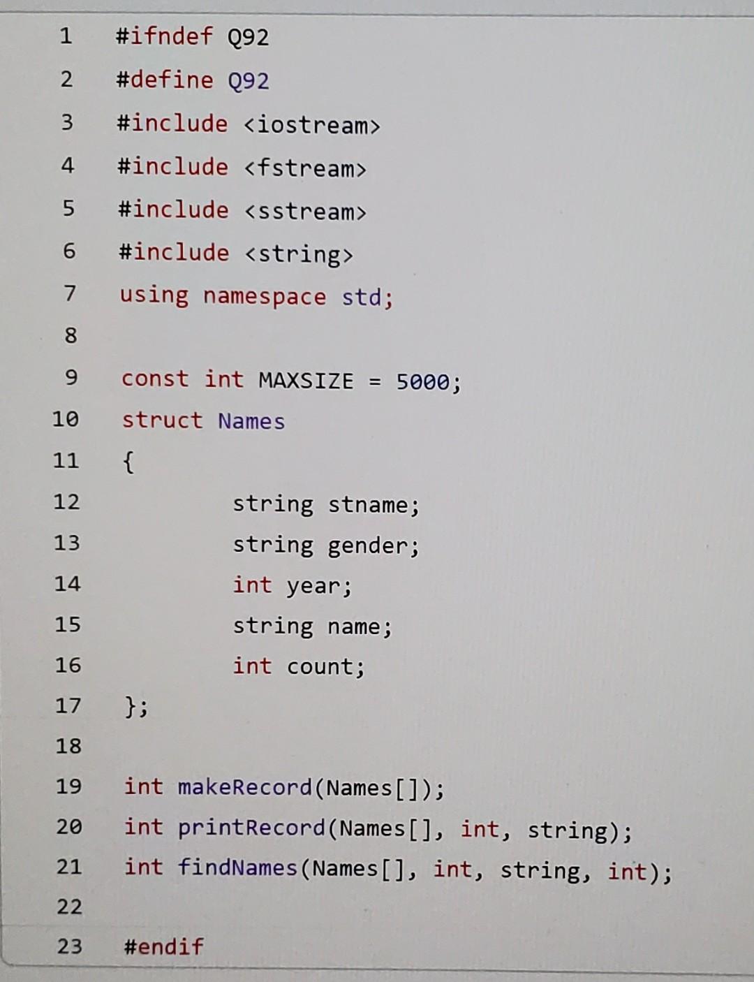 Solved [Question 2] SSN Baby Names - Files main.cpp: the | Chegg.com