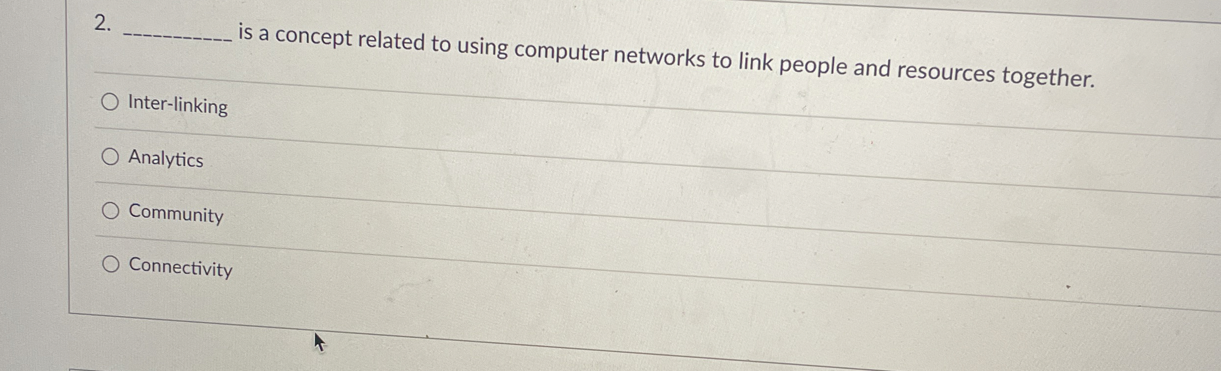Solved q, ﻿is a concept related to using computer networks | Chegg.com