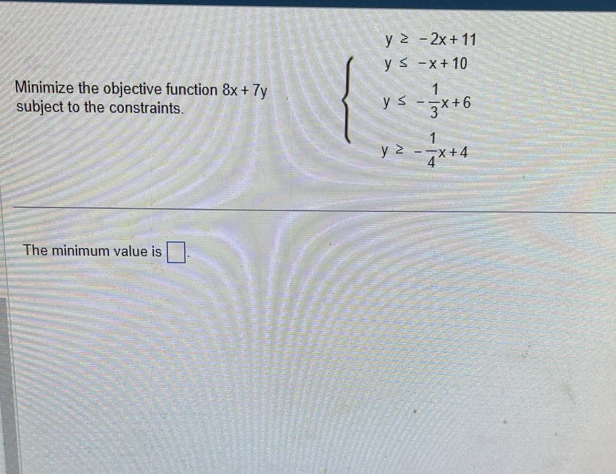 Solved ANSWER ALL PARTS.Minimize the objective function | Chegg.com