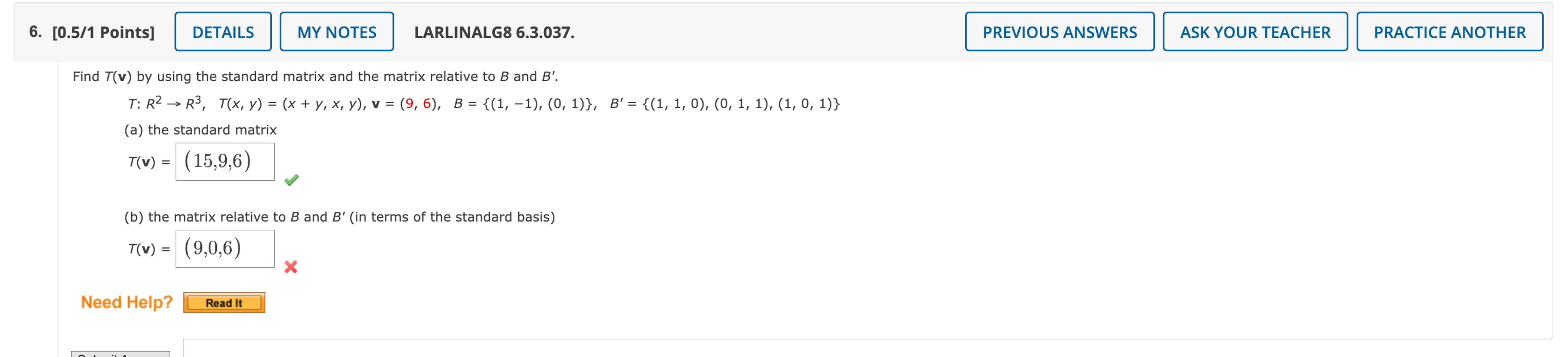 Solved Find T(v) ﻿by using the standard matrix and the | Chegg.com