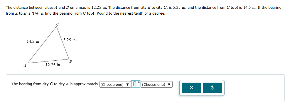 Solved The distance between cities A and B on a map is 12.25 | Chegg.com