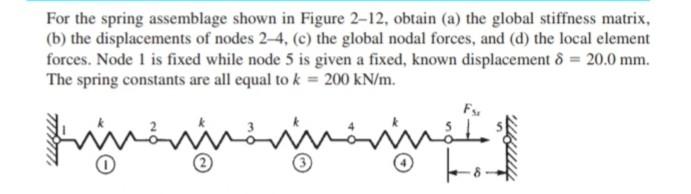 Solved For the spring assemblage shown in Figure 2-12, | Chegg.com