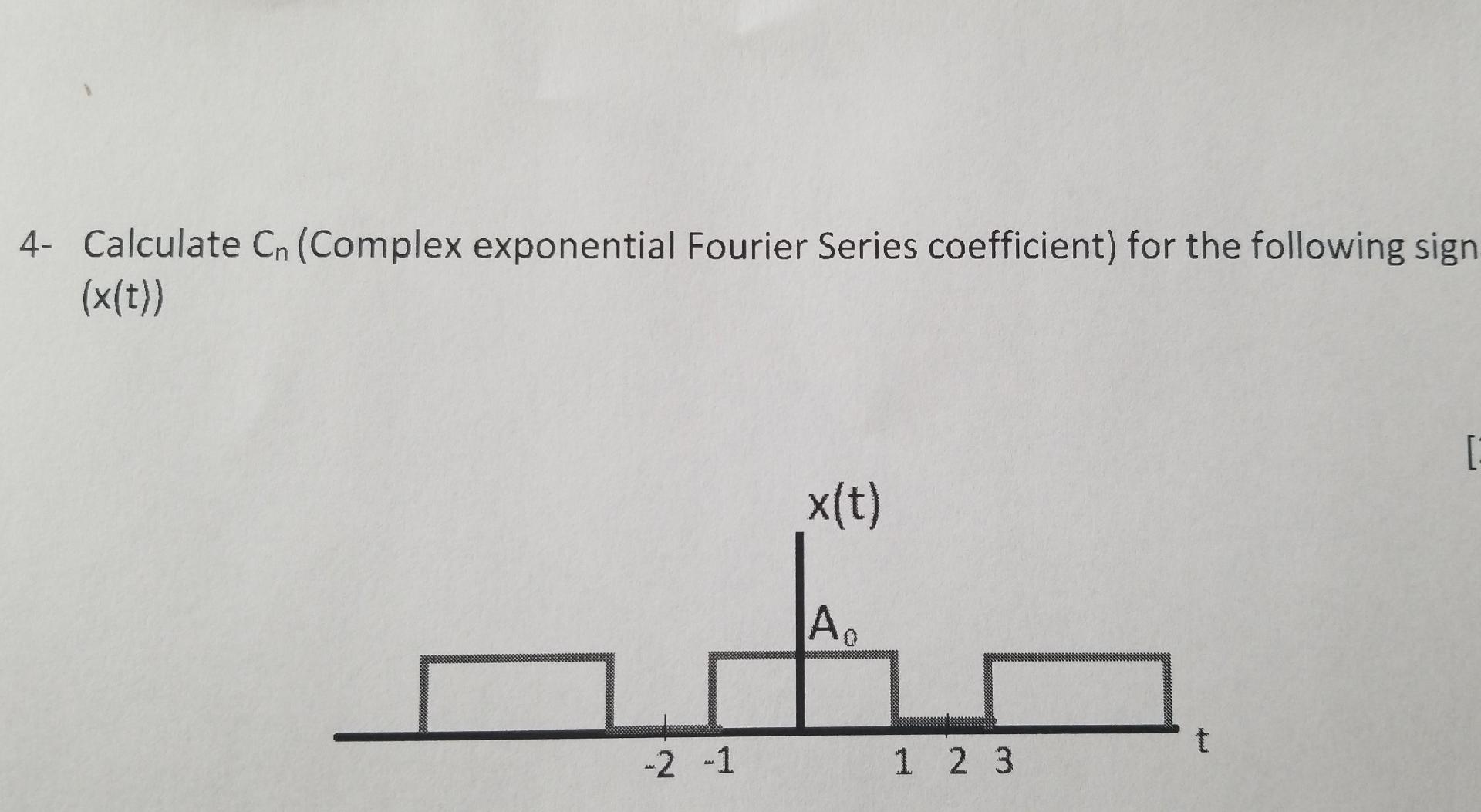 Solved 4- Calculate Cn (Complex exponential Fourier Series | Chegg.com