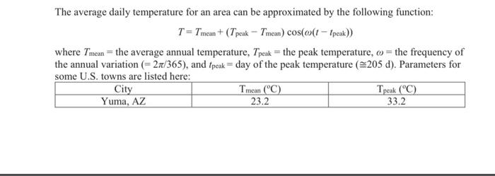 Solved The average daily temperature for an area can be | Chegg.com