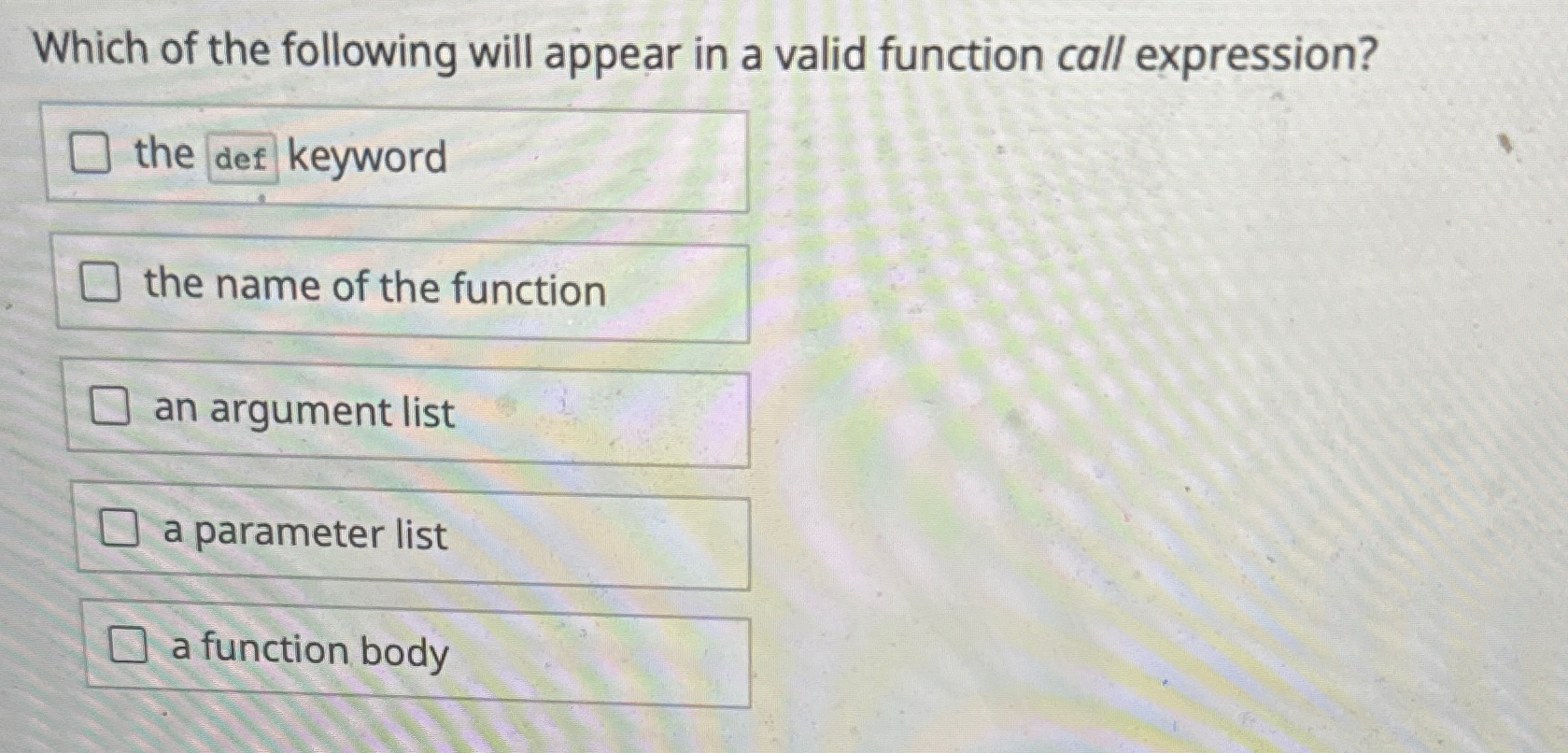 Solved Which of the following will appear in a valid | Chegg.com