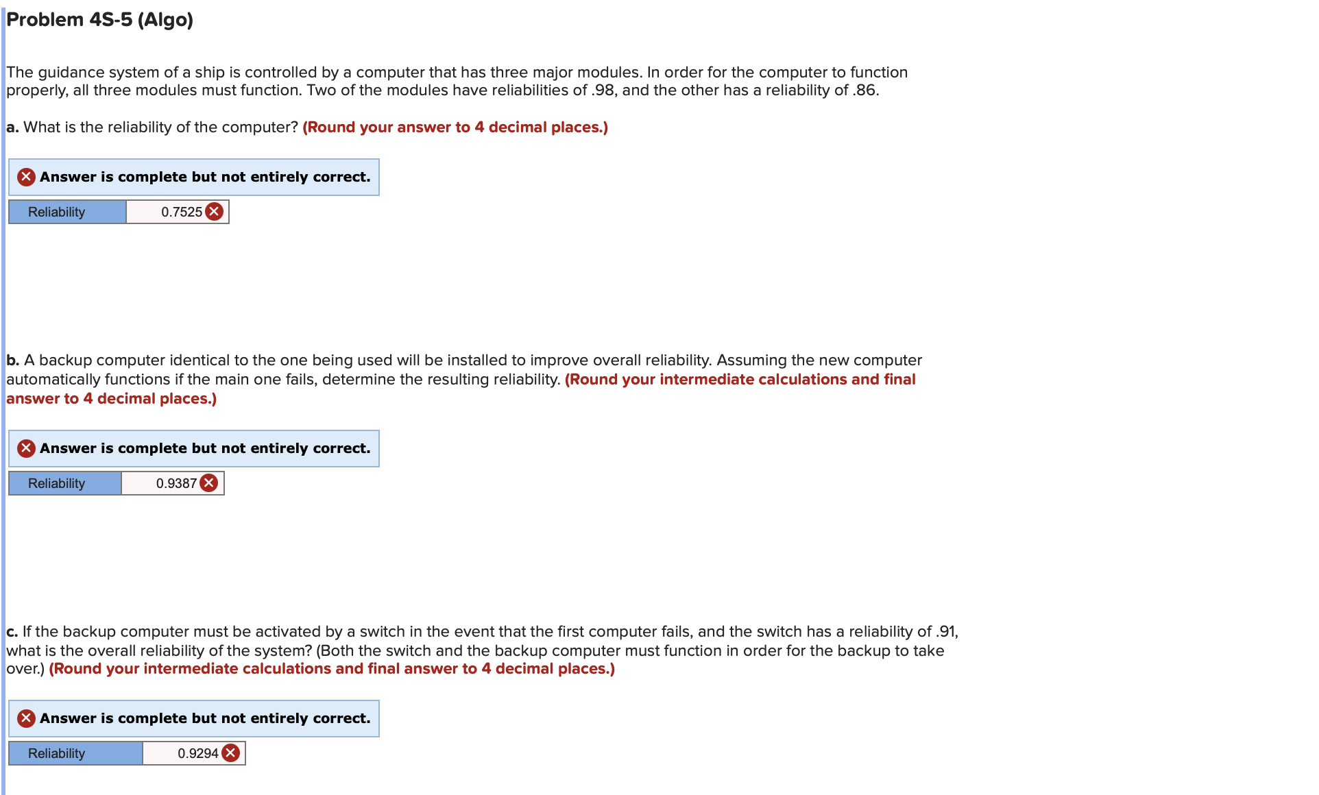 Solved Problem 4S-5 (Algo)The guidance system of a ship is | Chegg.com