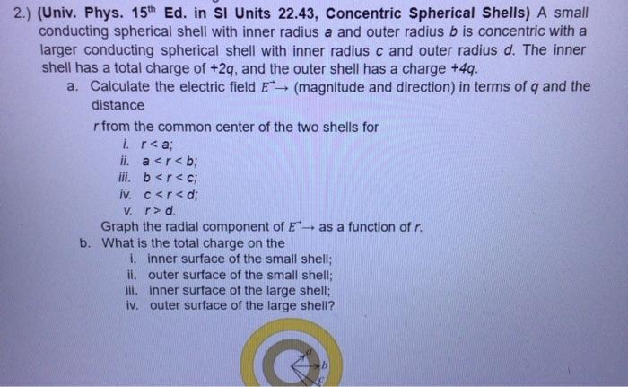 Solved (Univ. Phys. 15th Ed. in SI Units 22.43, Concentric | Chegg.com