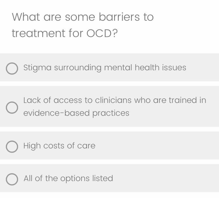 Solved What are some barriers to treatment for OCD?Stigma | Chegg.com