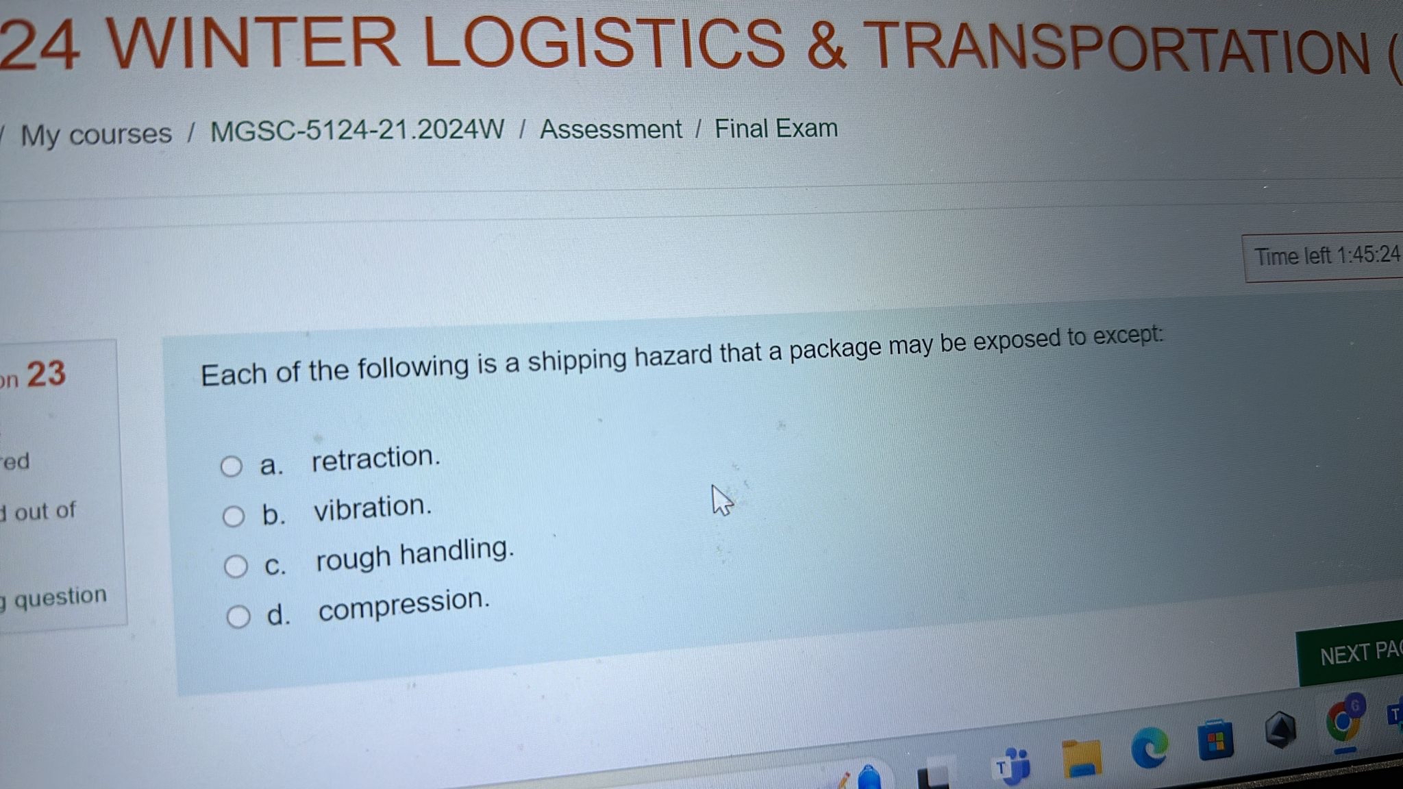 Solved 24 ﻿WINTER LOGISTICS & TRANSPORTATIONMy courses / | Chegg.com