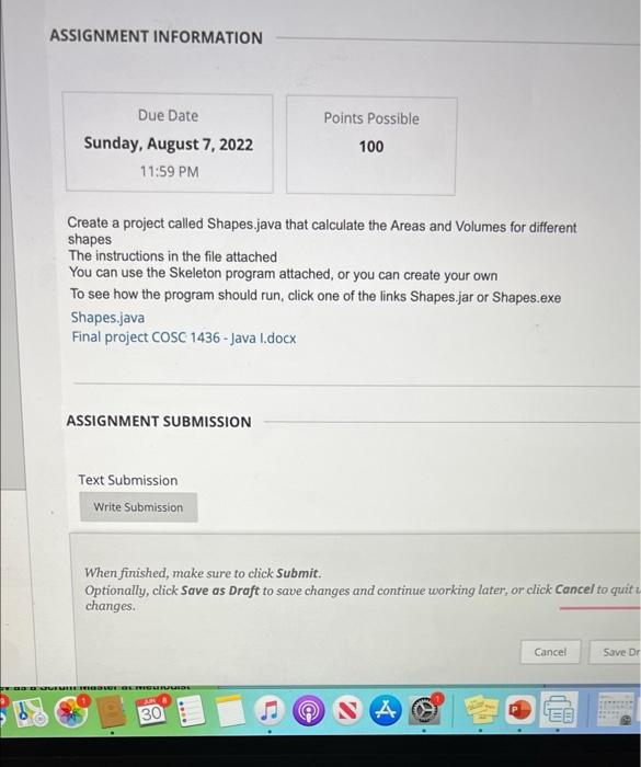 Solved ASSIGNMENT INFORMATION Due Date Sunday, August 7, | Chegg.com