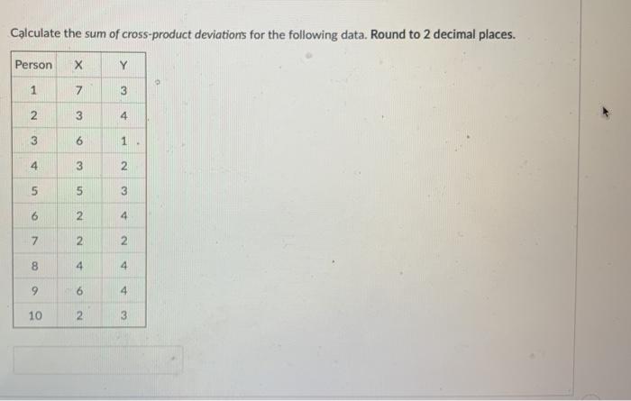 Solved Calculate the sum of cross-product deviations for the | Chegg.com