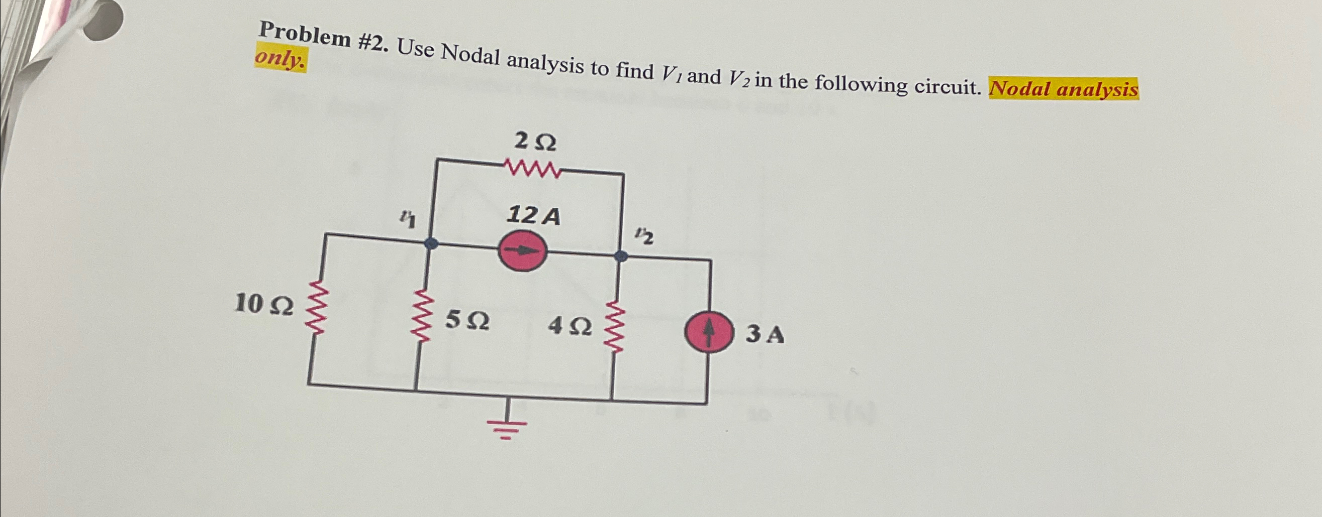 Problem 2 ﻿use Nodal Analysis To Find V1 ﻿and V2 3217