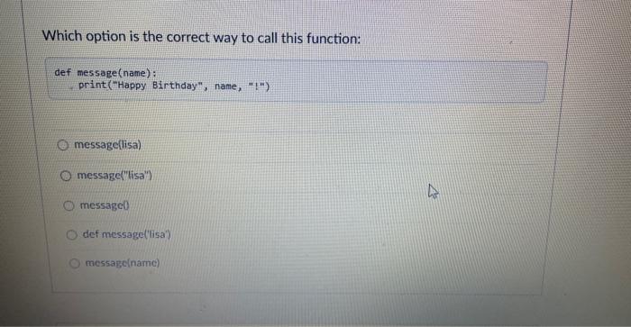 Solved Which option is the correct way to call this | Chegg.com