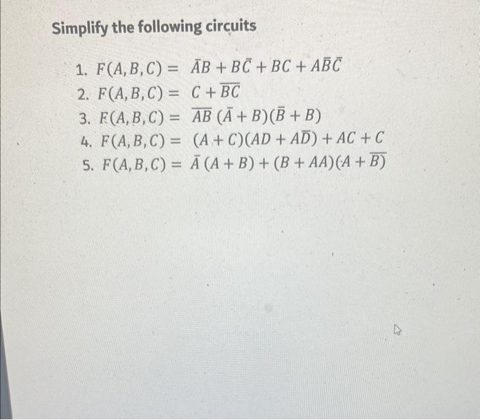 Solved Simplify the following circuits 1. | Chegg.com