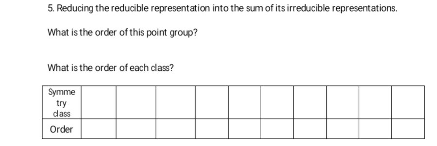 Solved 5. Reducing the reducible representation into the sum | Chegg.com