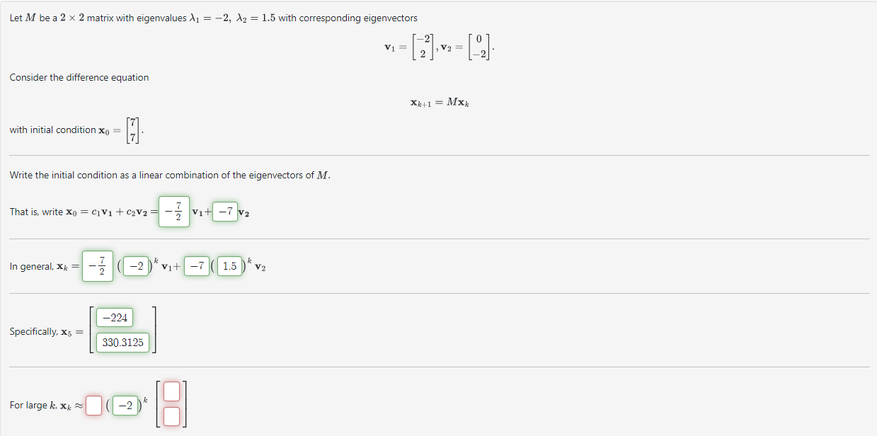 Solved Let M ﻿be a 2×2 ﻿matrix with eigenvalues λ1=-2,λ2=1.5 | Chegg.com