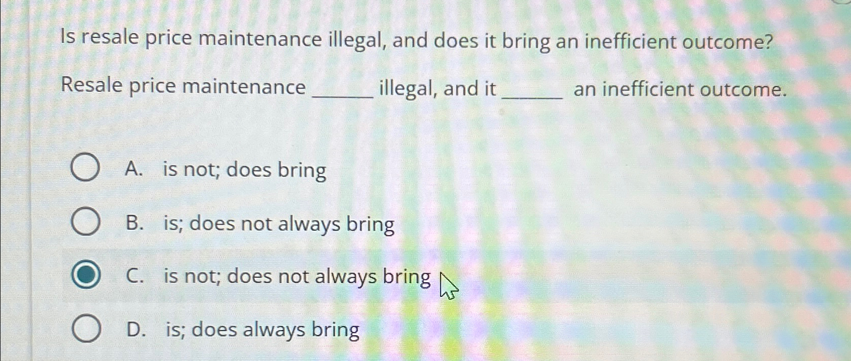 Solved Is resale price maintenance illegal, and does it | Chegg.com