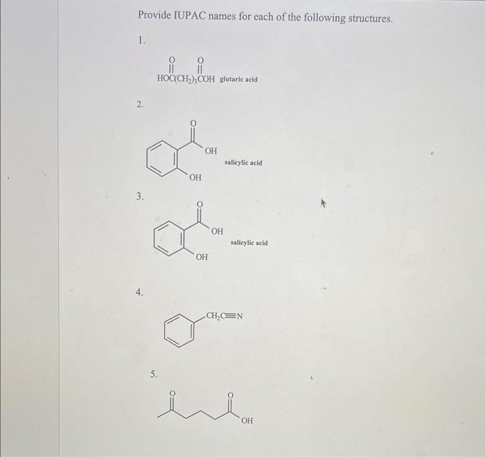 Solved Provide IUPAC names for each of the following | Chegg.com