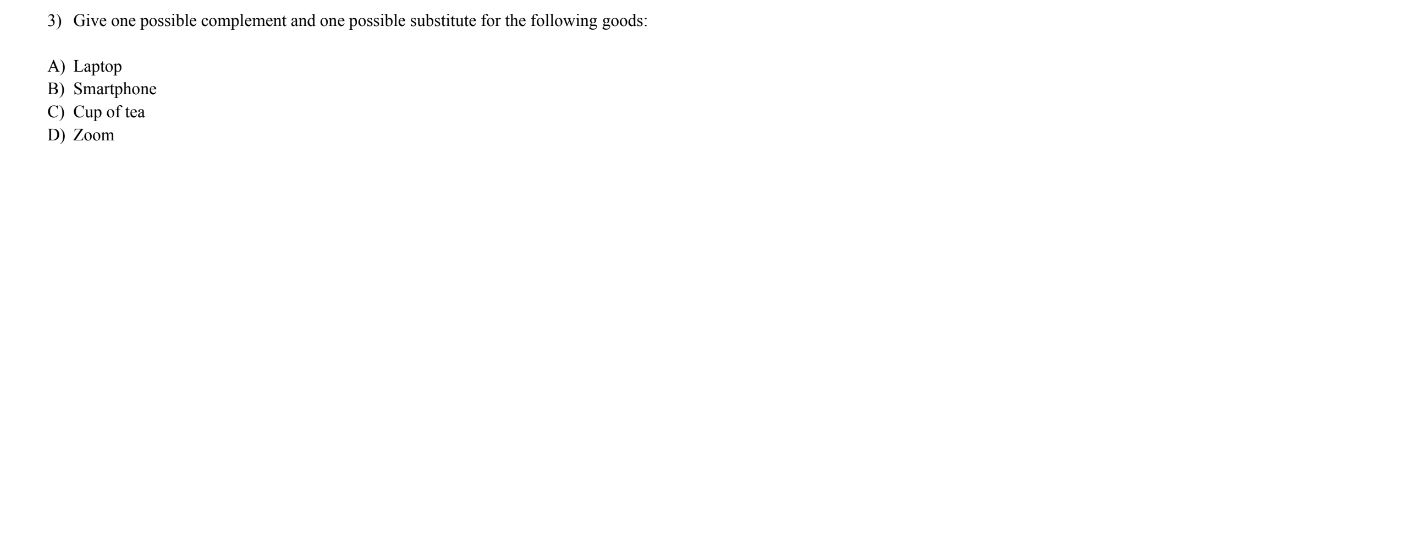 Solved Give one possible complement and one possible | Chegg.com