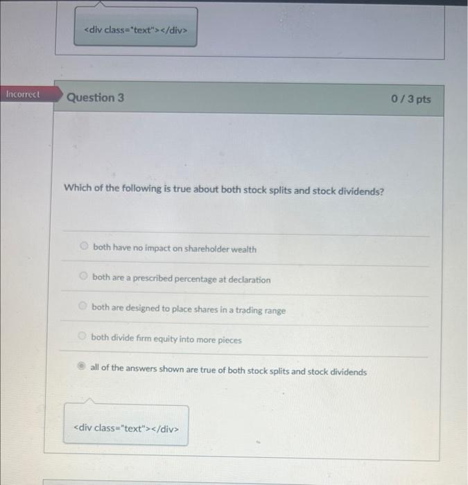 Solved Which of the following is true about both stock | Chegg.com