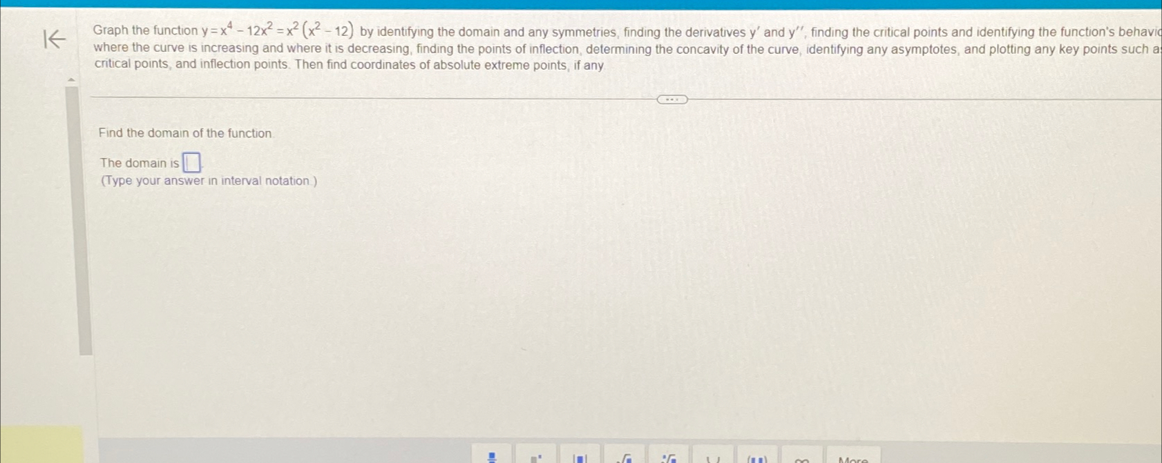 Solved Graph the function y=x4-12x2=x2(x2-12) ﻿by | Chegg.com