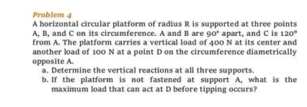 Solved Problem 4 A horizontal circular platform of radius R | Chegg.com