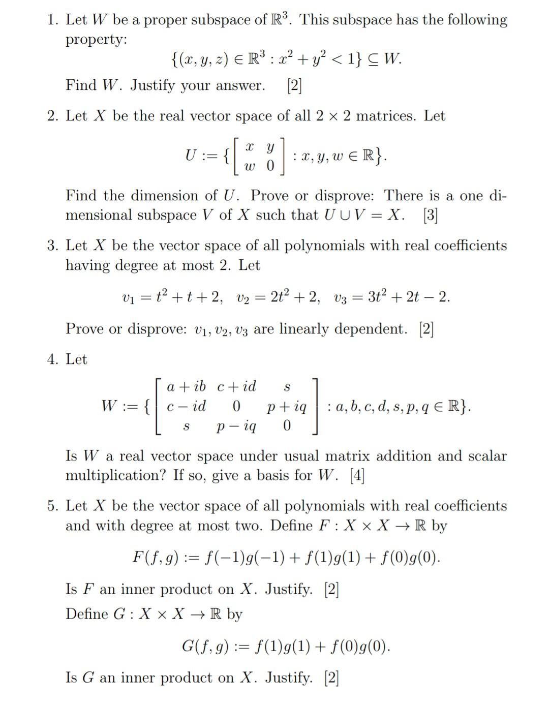 Solved . 1. Let W be a proper subspace of R'. This subspace | Chegg.com