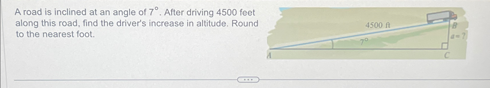 Solved A road is inclined at an angle of 7°. ﻿After driving | Chegg.com