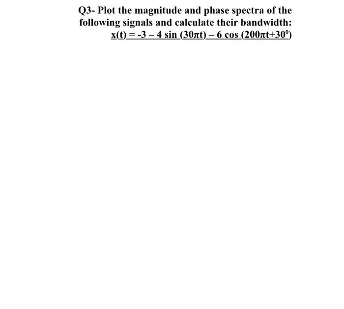 Q3- Plot the magnitude and phase spectra of the | Chegg.com