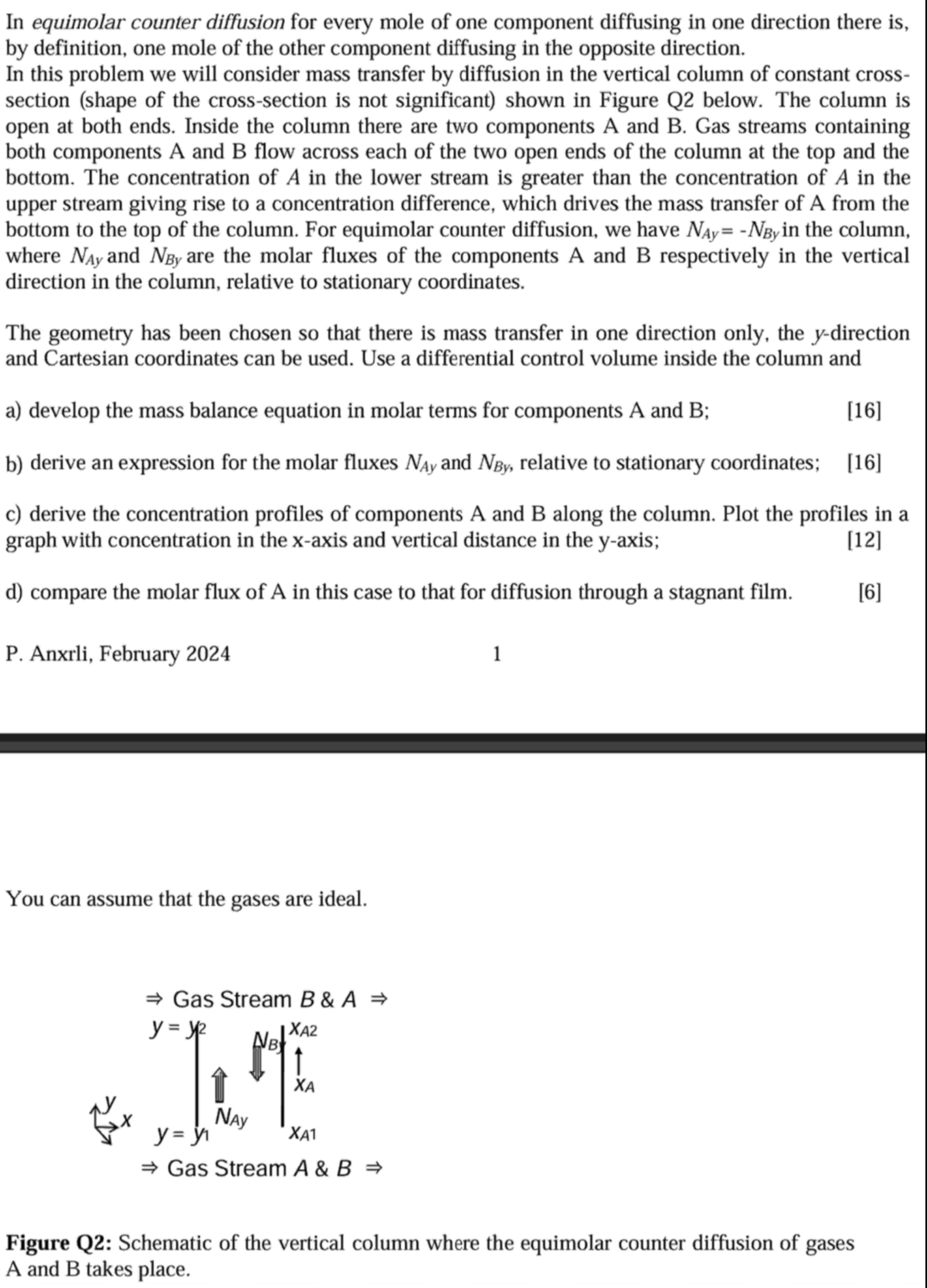 In equimolar counter diffusion for every mole of one | Chegg.com