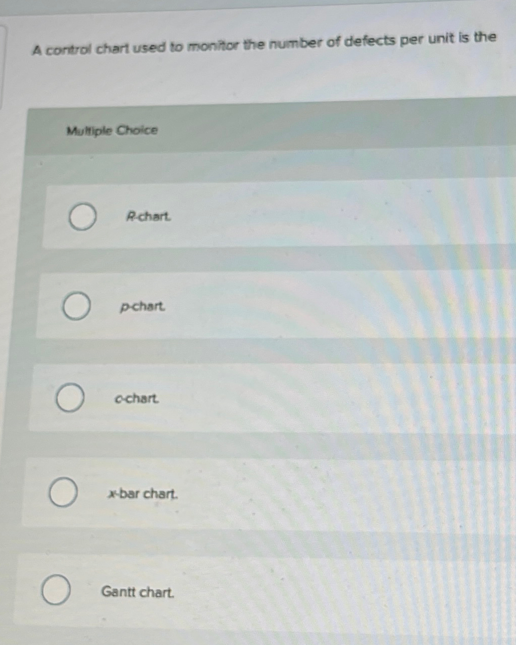 Solved A control chart used to monitor the number of defects | Chegg.com