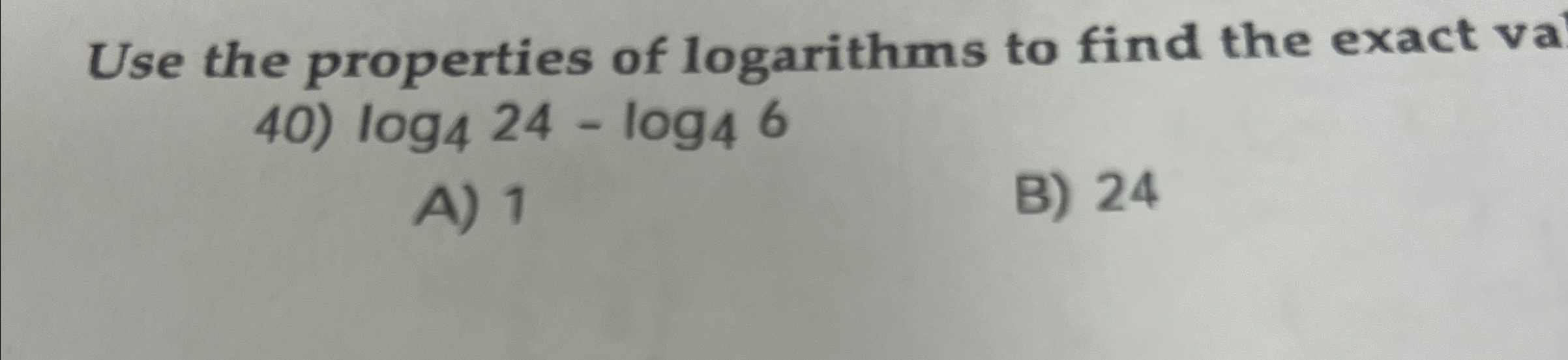 Solved Use the properties of logarithms to find the exact | Chegg.com