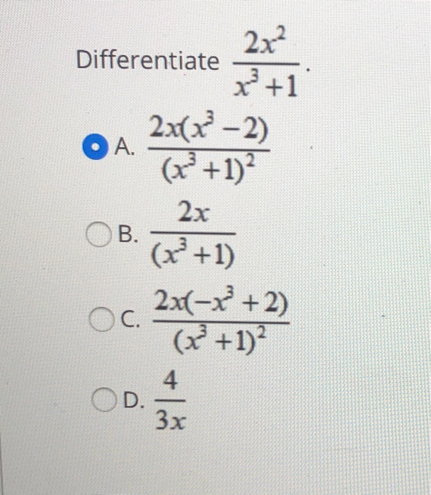 Solved Differentiate .2x Oc. (x; +1) -]& | Chegg.com