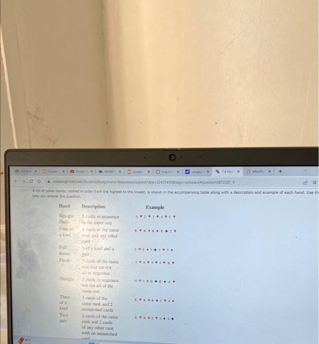 Solved If a 5-card poker hand is dealt from a well-shuffled | Chegg.com