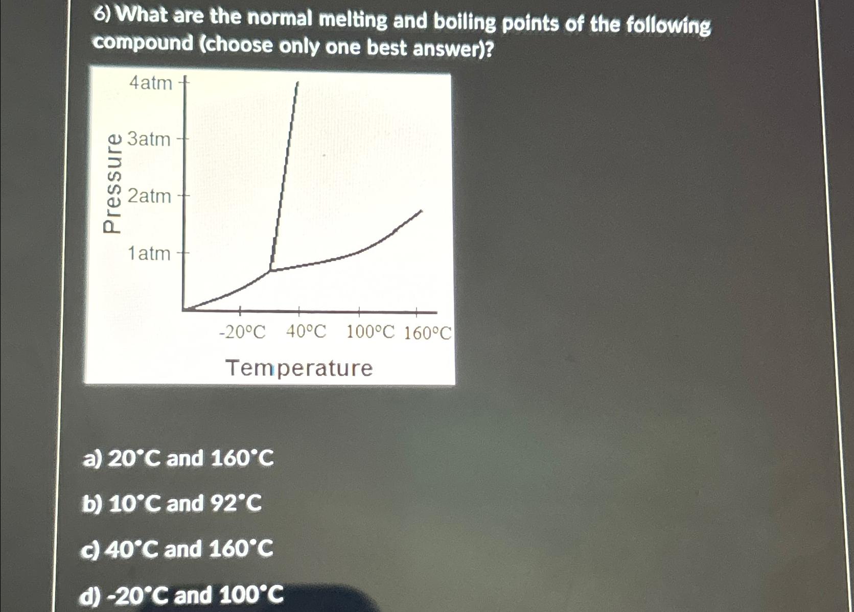 Solved What are the normal melting and boiling points of the | Chegg.com