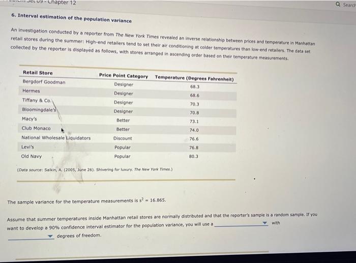 Solved 6. Interval estimation of the population variance An | Chegg.com