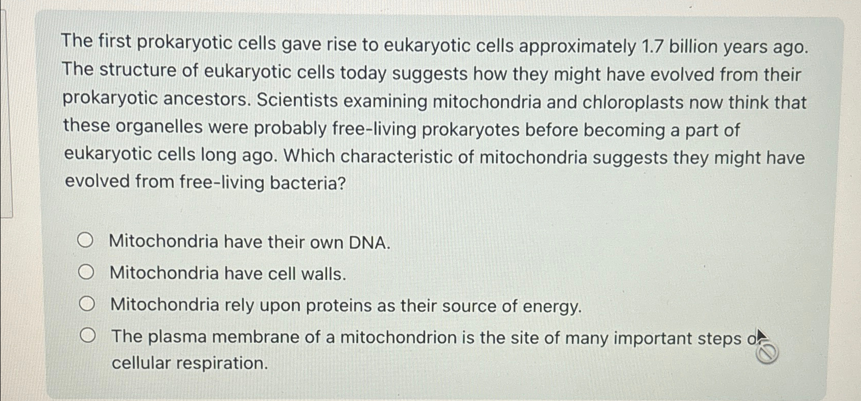 Solved The first prokaryotic cells gave rise to eukaryotic | Chegg.com
