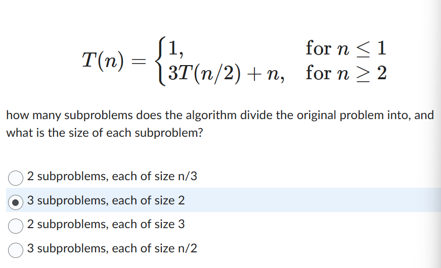 T(n)= {1, ﻿ for n =2 | Chegg.com